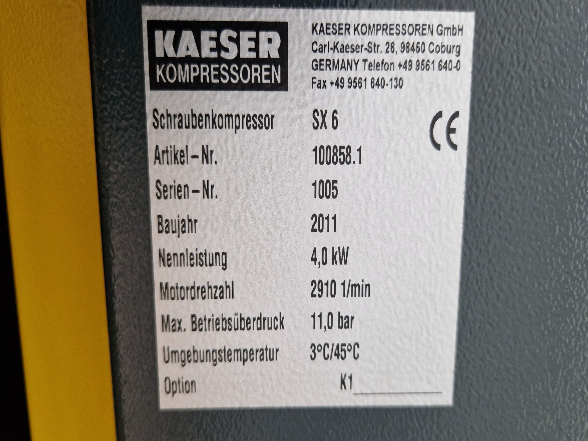 Compresor de tornillo A-K30 Kaeser SX 6 (Trading #18651-61) | Subastas ...